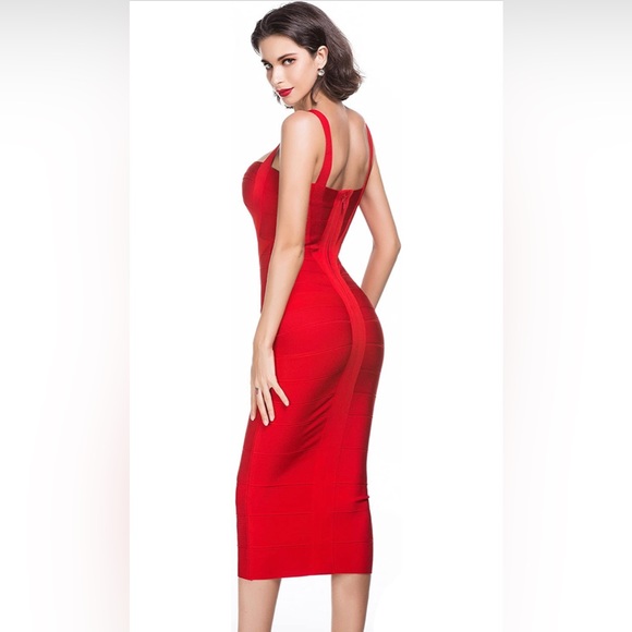 Dresses Sexy Red Bodycon Bandage Dress Poshmark